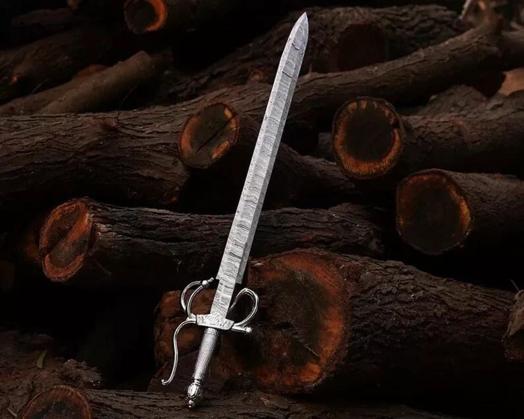 Hand Forged Damascus Steel Rapier Sword Medieval Sword Damascus Sword ...