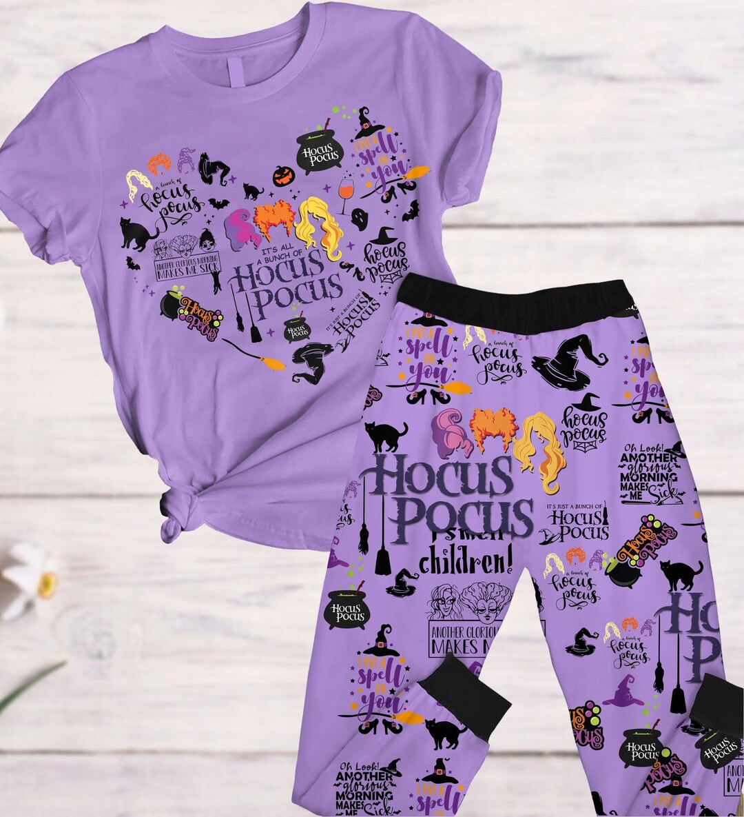Halloween Hocus Pocus Pajamas Set, Vintage Sanderson Sisters Witch ...