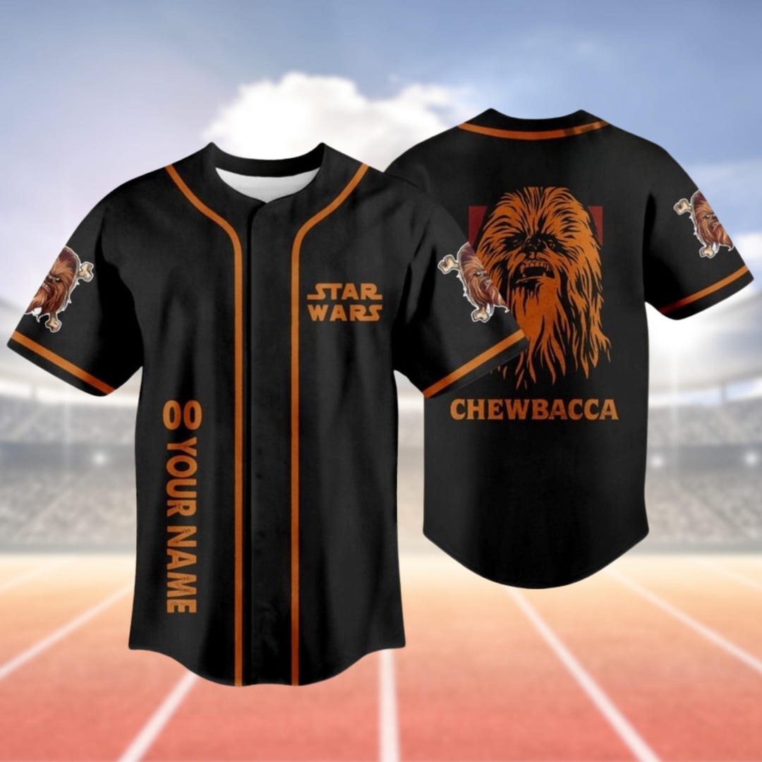 Custom Chewbacca Baseball Jersey, Star Wars Fan Jersey Shirt, Galaxys ...