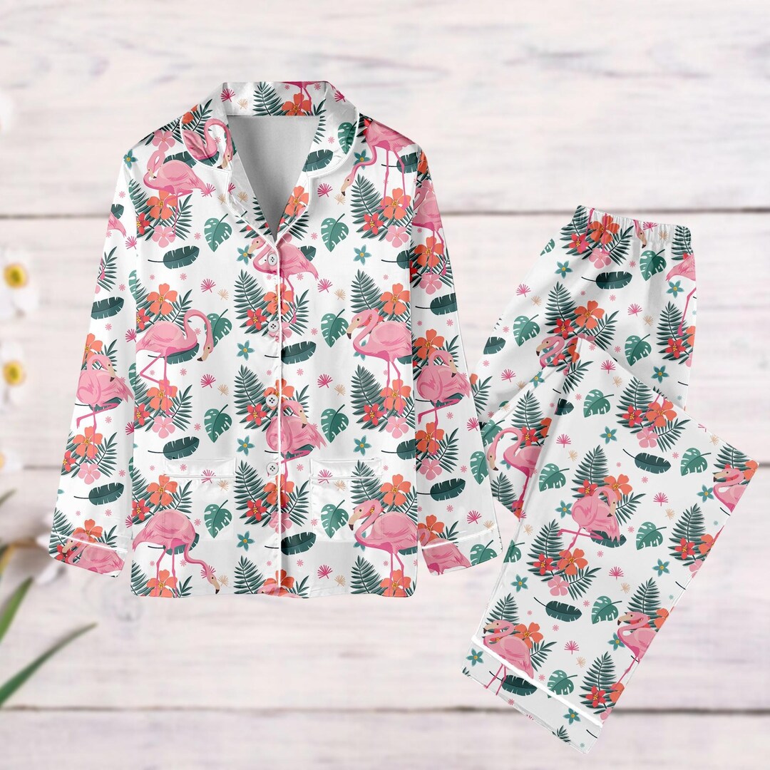 Flamingo Pajamas Set, Pink Flamingo Holiday Pjs, Flamingo Women's ...