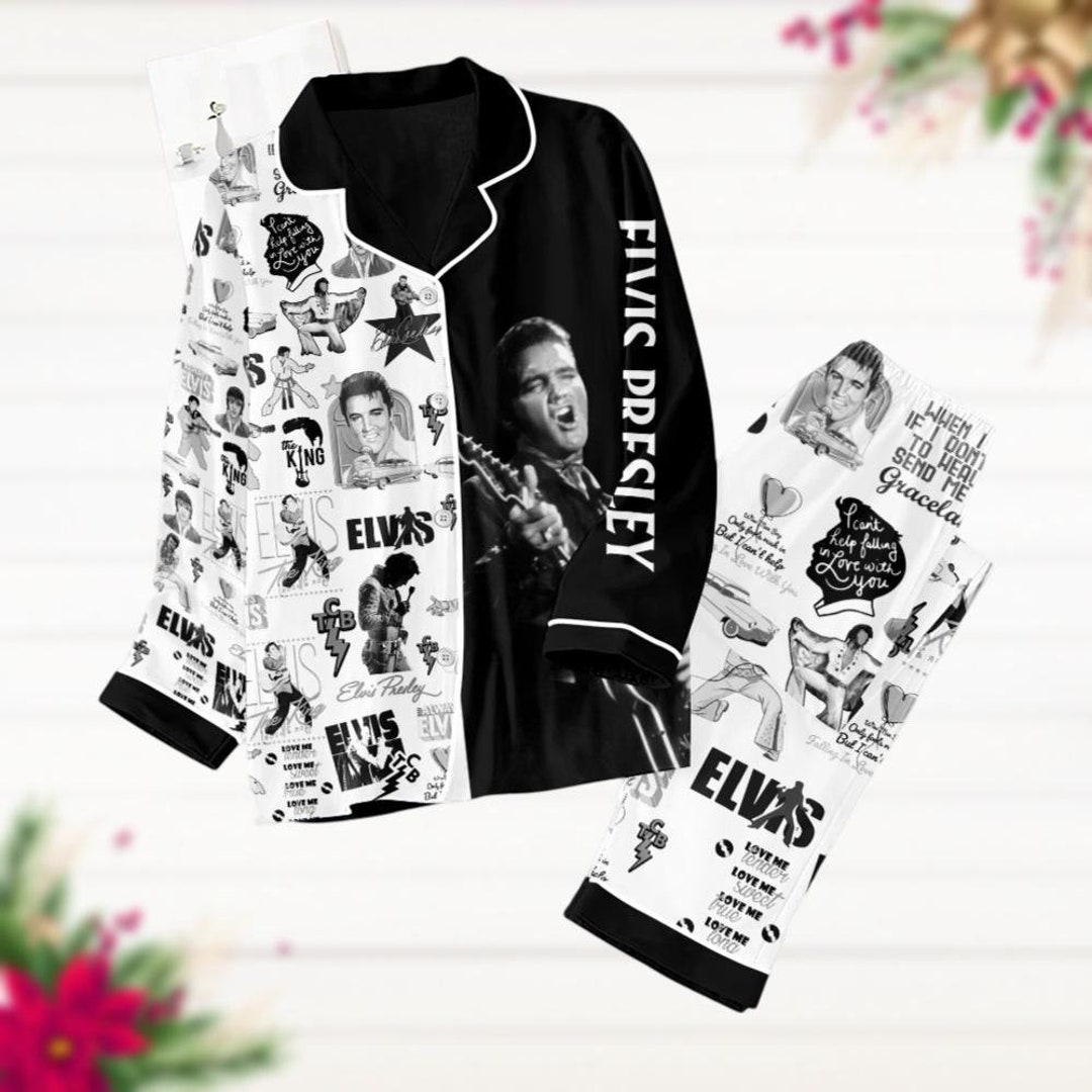 Elvis Presley Pajamas Set, Vintage Elvis Pjs Christmas, Rock and Roll ...