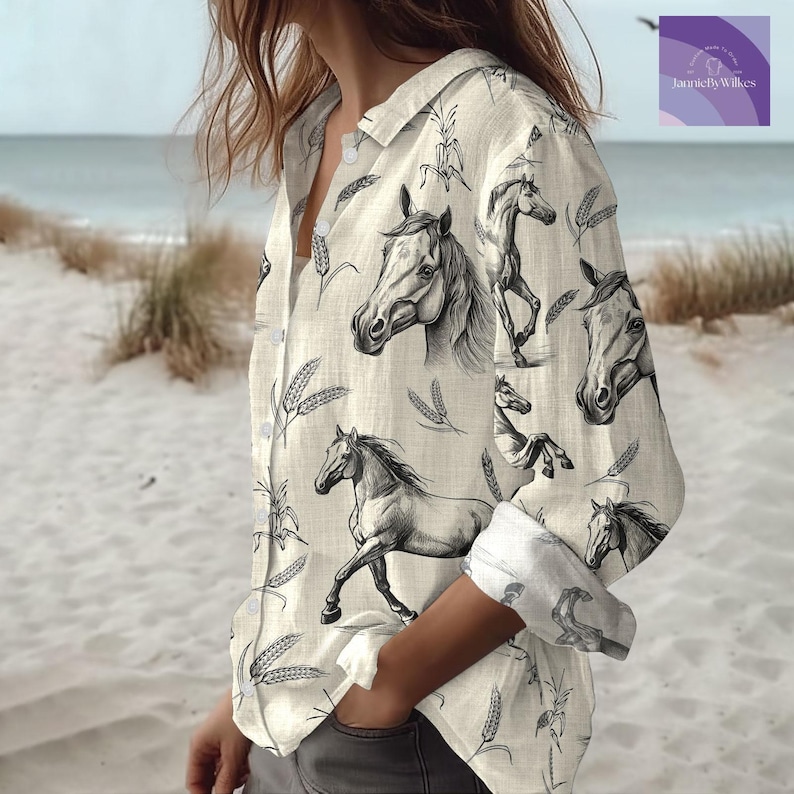 Horse Blouse Shirt, Horse Hawaiian Shirt, Horse Lover Gifts for ...