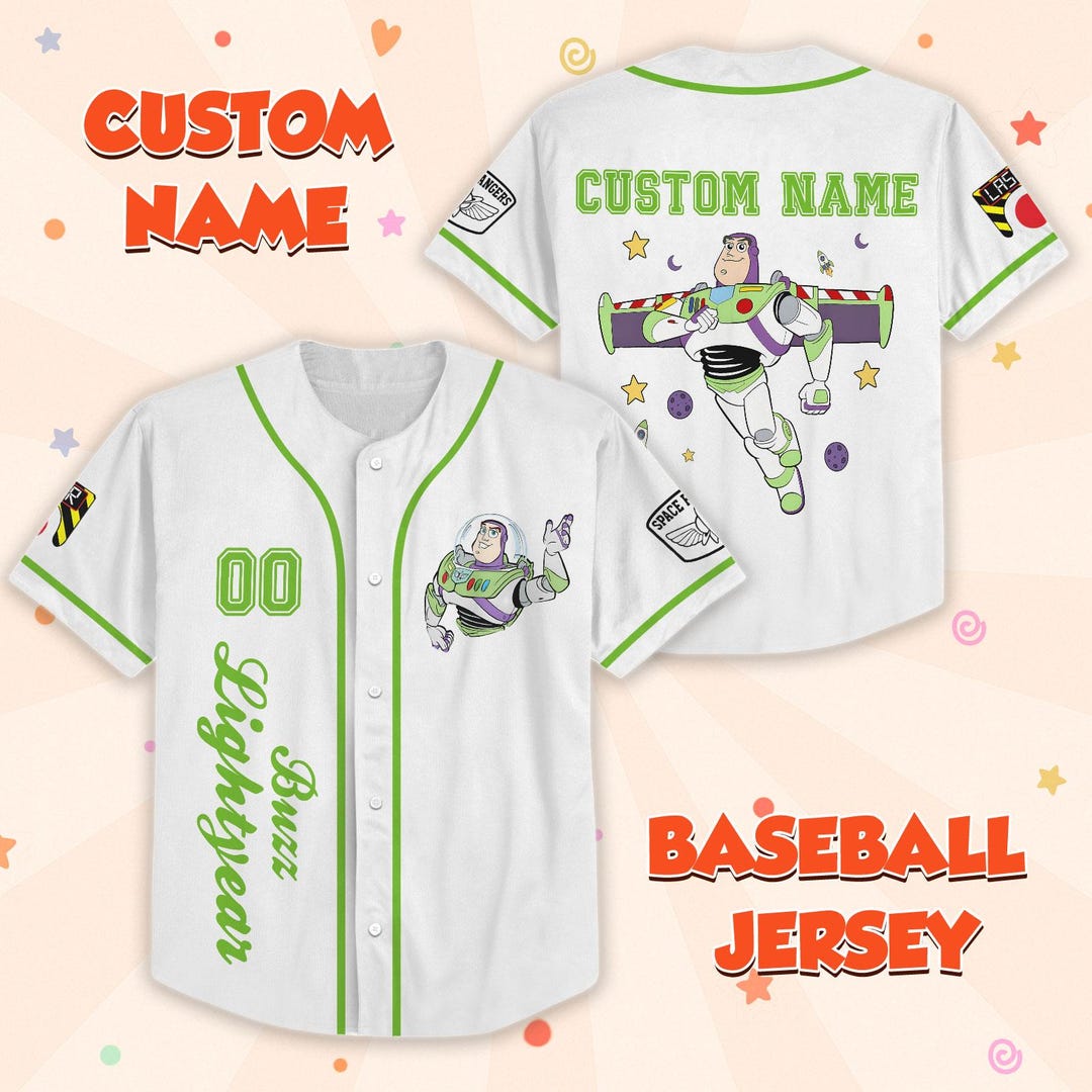Custom Buzz Lightyear Baseball Jersey, Toy Story Matching Jersey Shirt ...