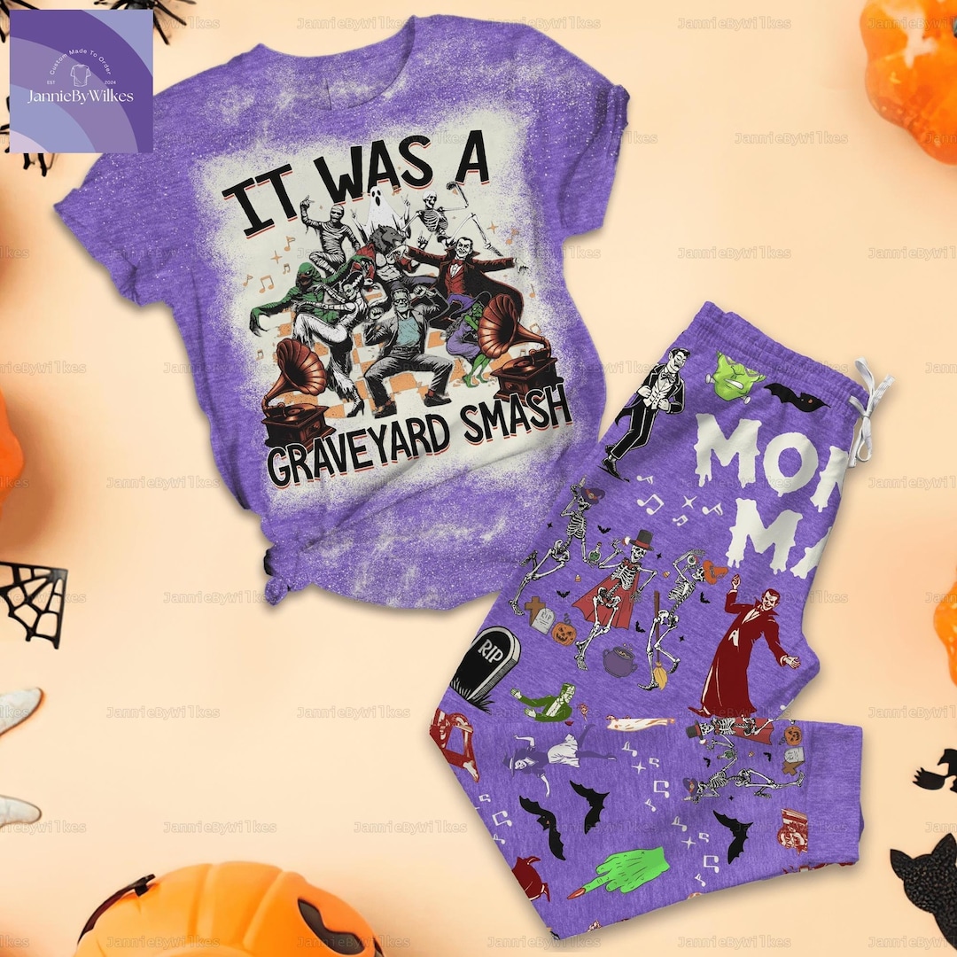 Halloween Monster Pajamas Set, Frankenstein's Monster Tshirt, Horror ...
