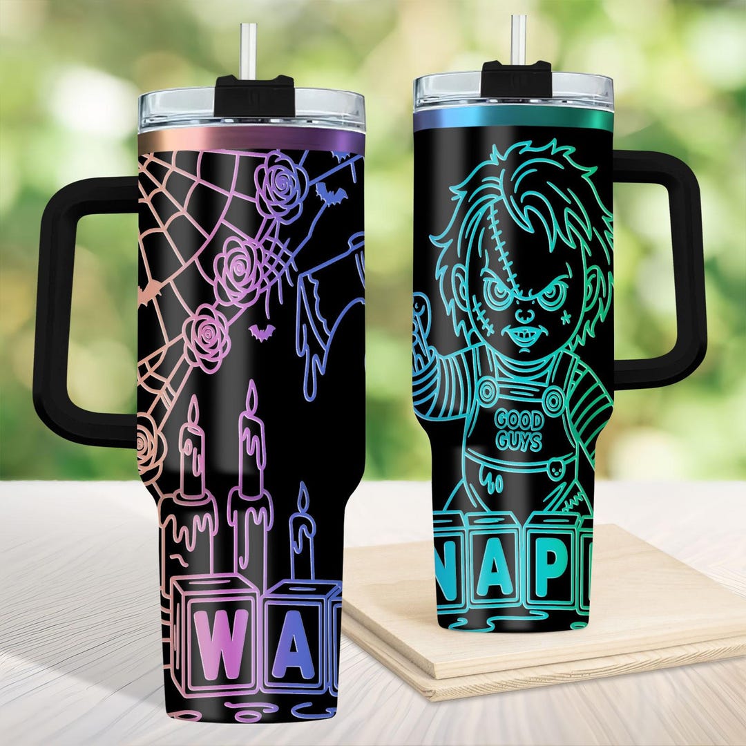 Chucky Engraved Tumbler 40oz, Child’s Play Horror Cup, Scary Movie ...