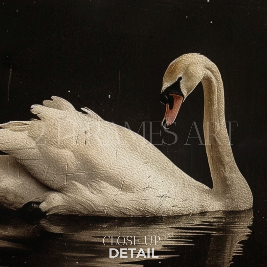 Elegant Swan Oil Painting Swan Print Art White Swan Print Antique ...