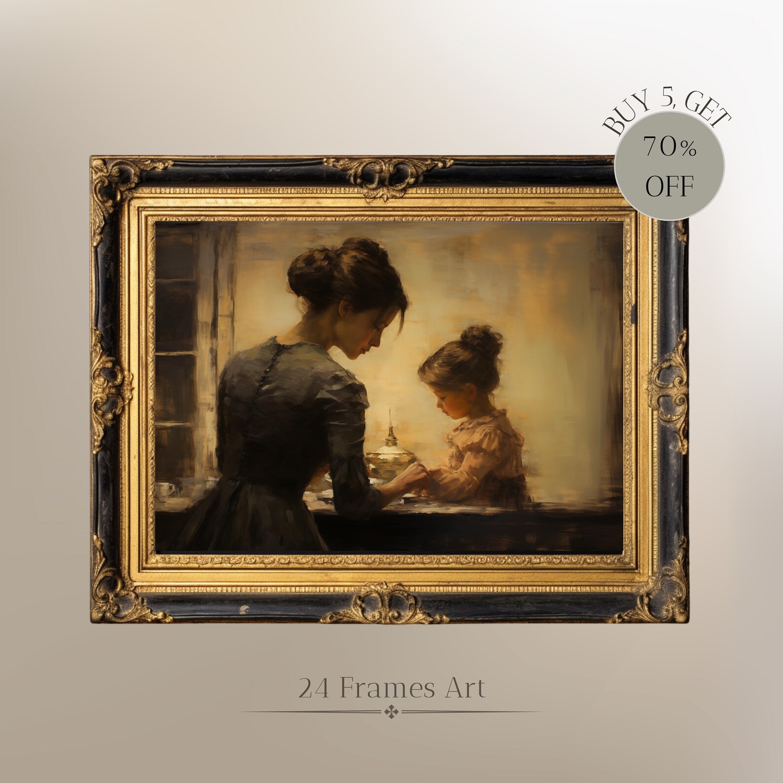 Moody Woman and Child Painting Portrait Mothers Day Gift for Mom Art ...
