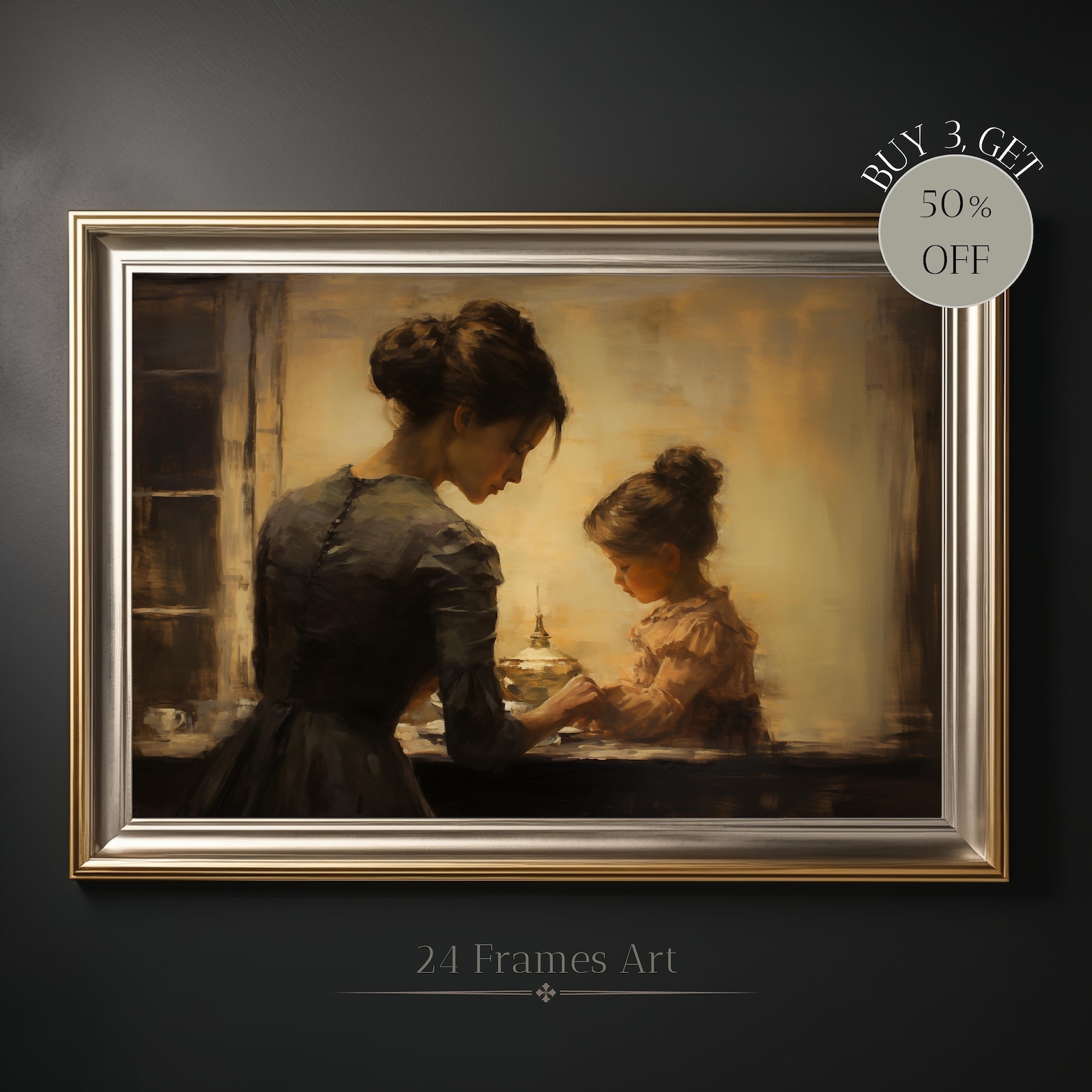 Moody Woman and Child Painting Portrait Mothers Day Gift for Mom Art ...
