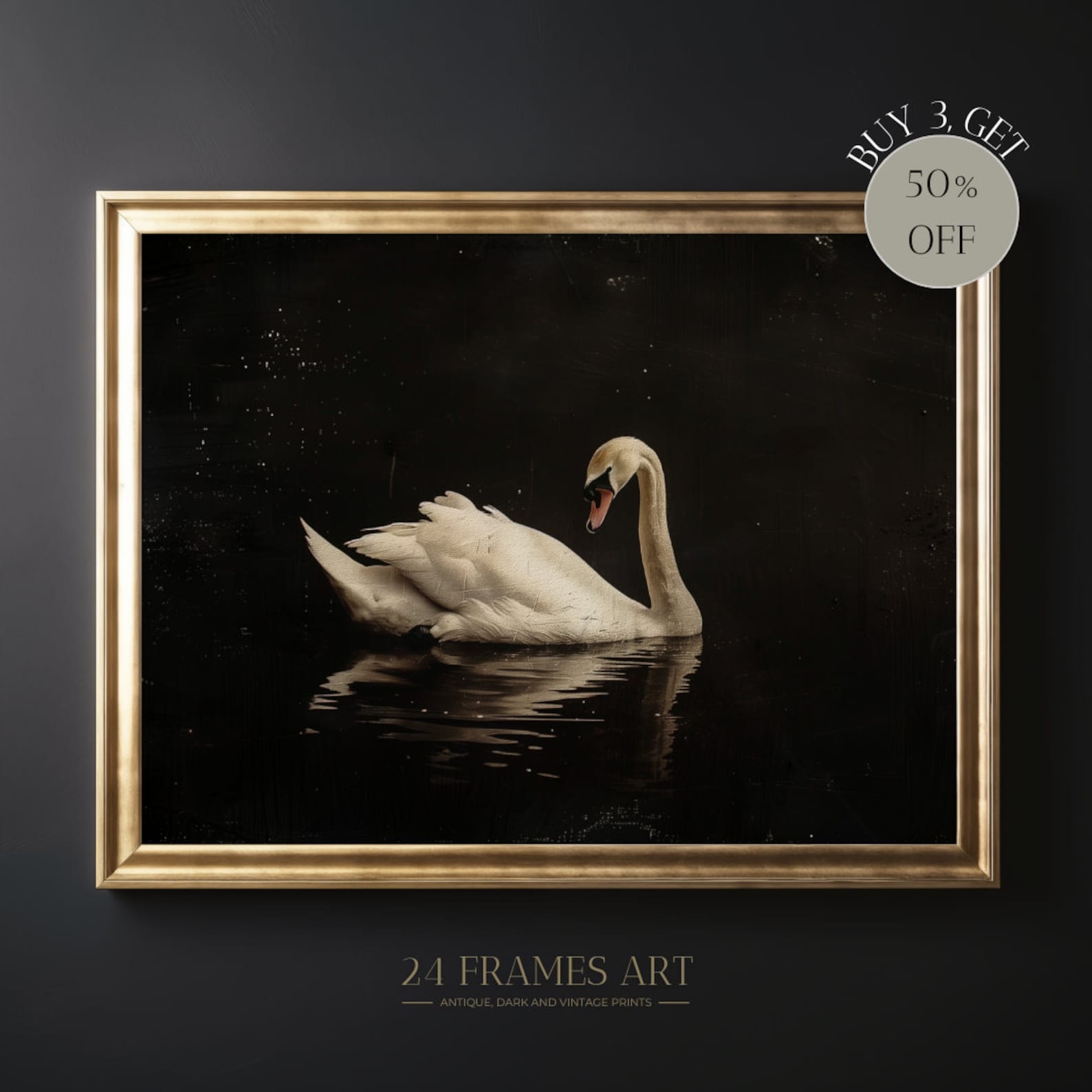 Elegant Swan Oil Painting Swan Print Art White Swan Print Antique ...
