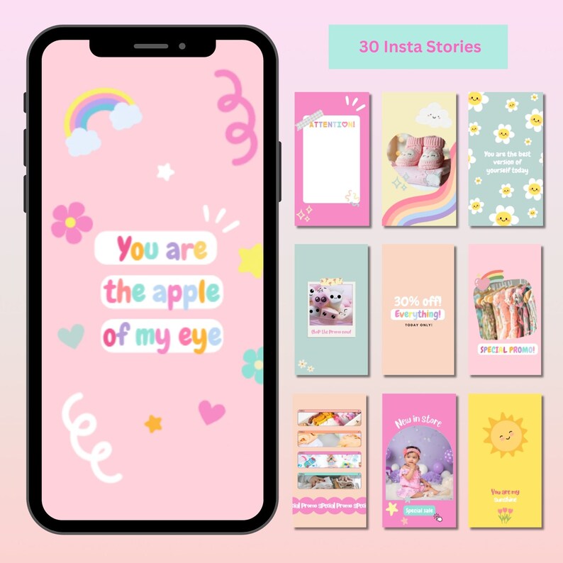 Rainbow Instagram Story Templates - Instagram Templates Canva ...