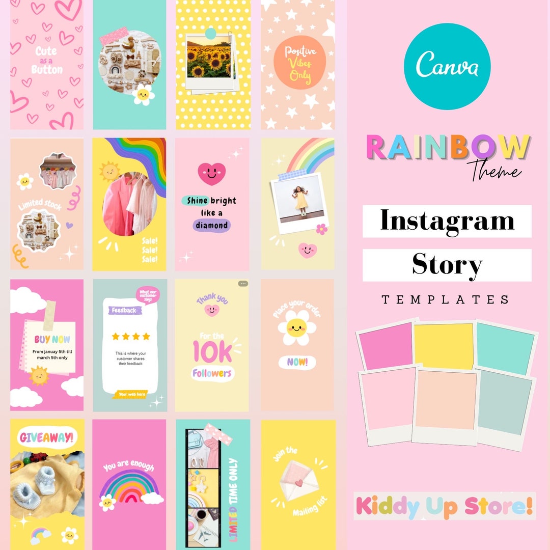 Rainbow Instagram Story Templates - Instagram Templates Canva ...