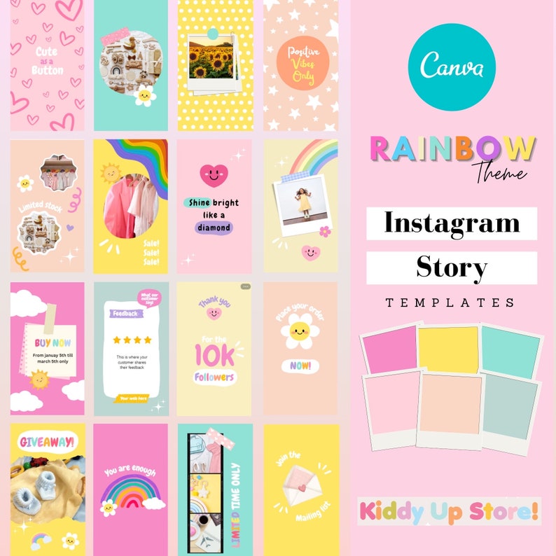 Rainbow Instagram Story Templates - Instagram Templates Canva ...