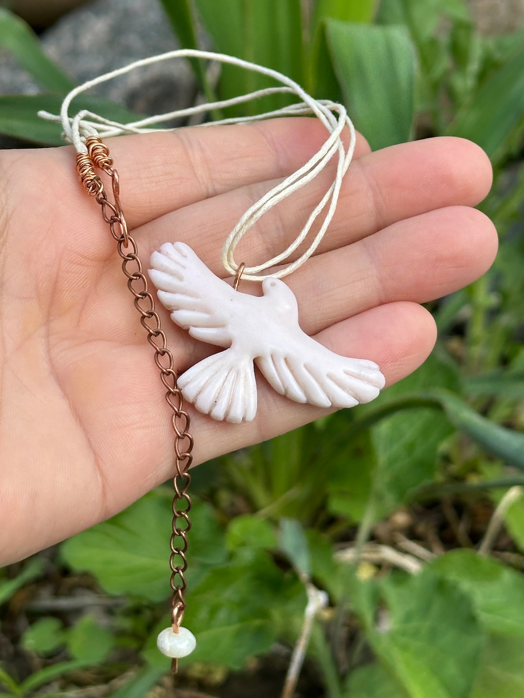 Ceramic Bird Necklace, Flying Dove Bird Necklace, Bird Pendant Necklace ...