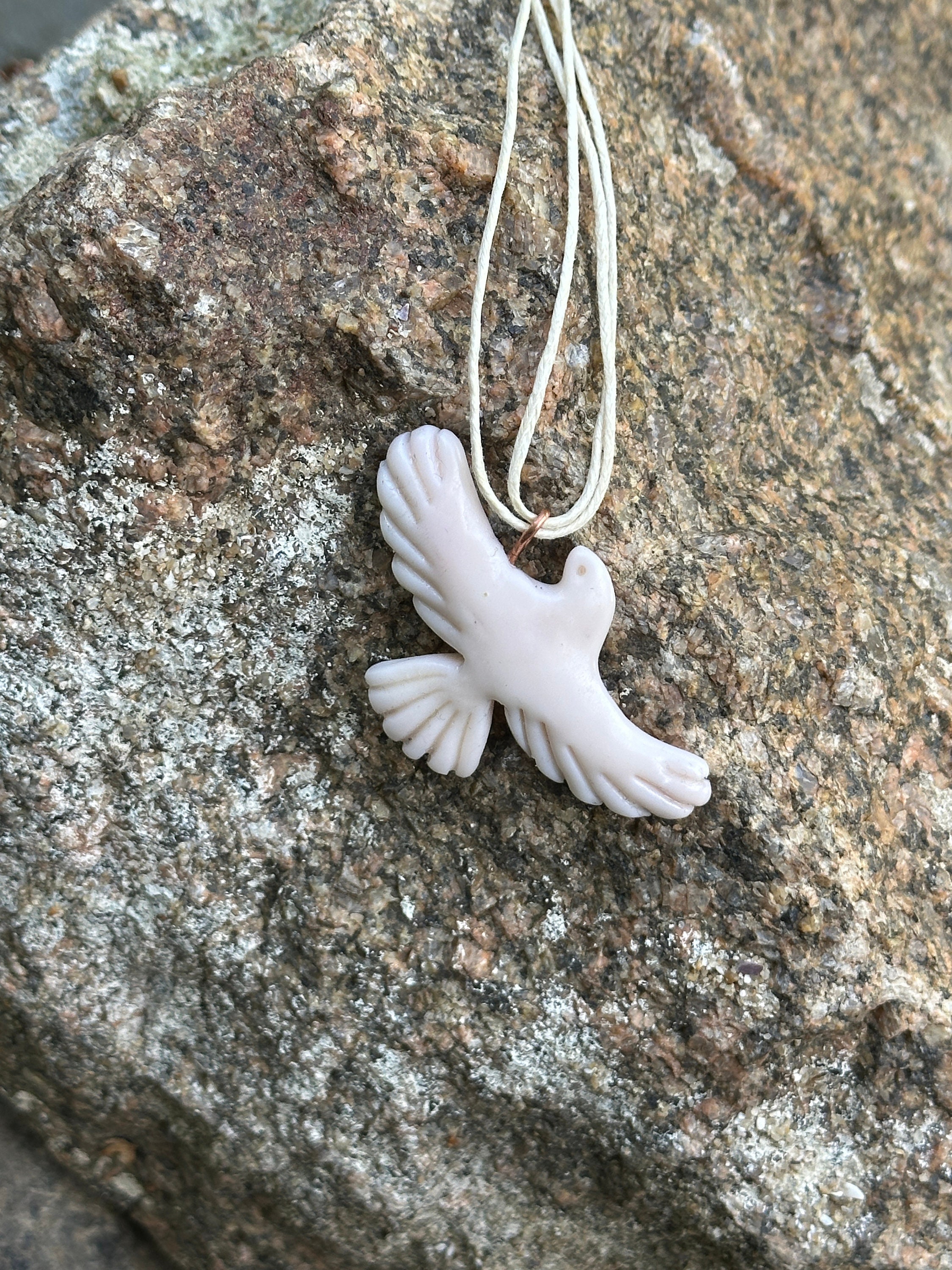 Ceramic Bird Necklace, Flying Dove Bird Necklace, Bird Pendant Necklace ...