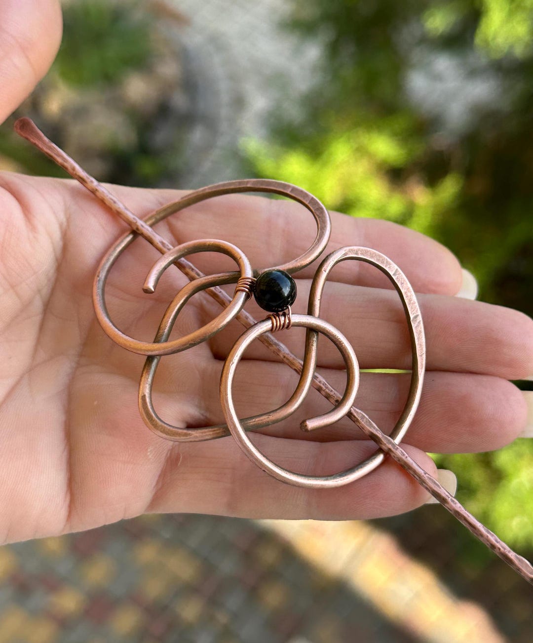 Agate Black Copper Hair Pin, Hair Stick, Copper Hair Barrette for Women ...