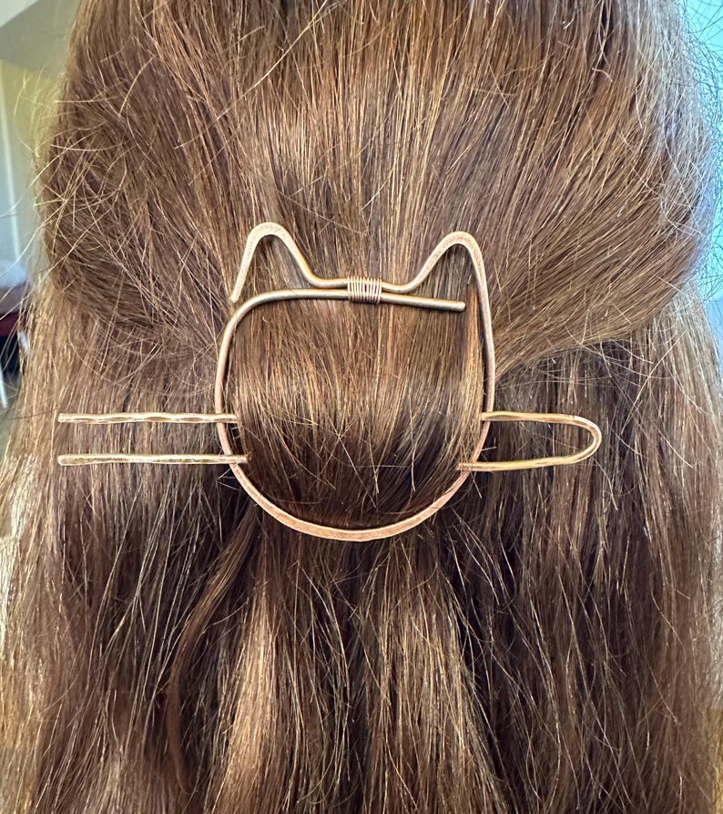 Copper Cat Hair Clip: Rustic Metal Hair Slide - Etsy