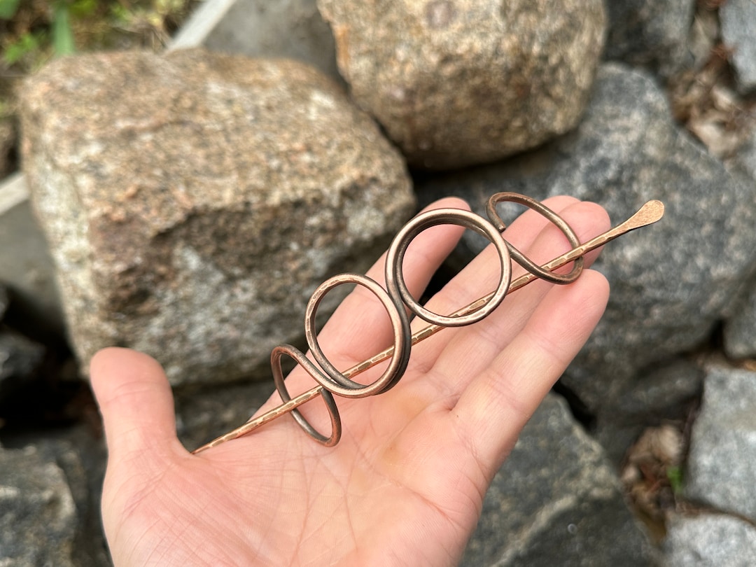 Copper Hair Pin Hair Stick, Wire Wrapped Hair Slide, Rustic Shawl Pins ...