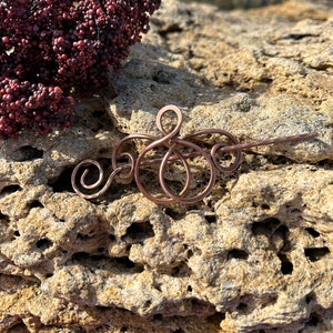 Copper Hair Pin Hair Stick, Wire Wrapped Hair Slide With Gemstone ...