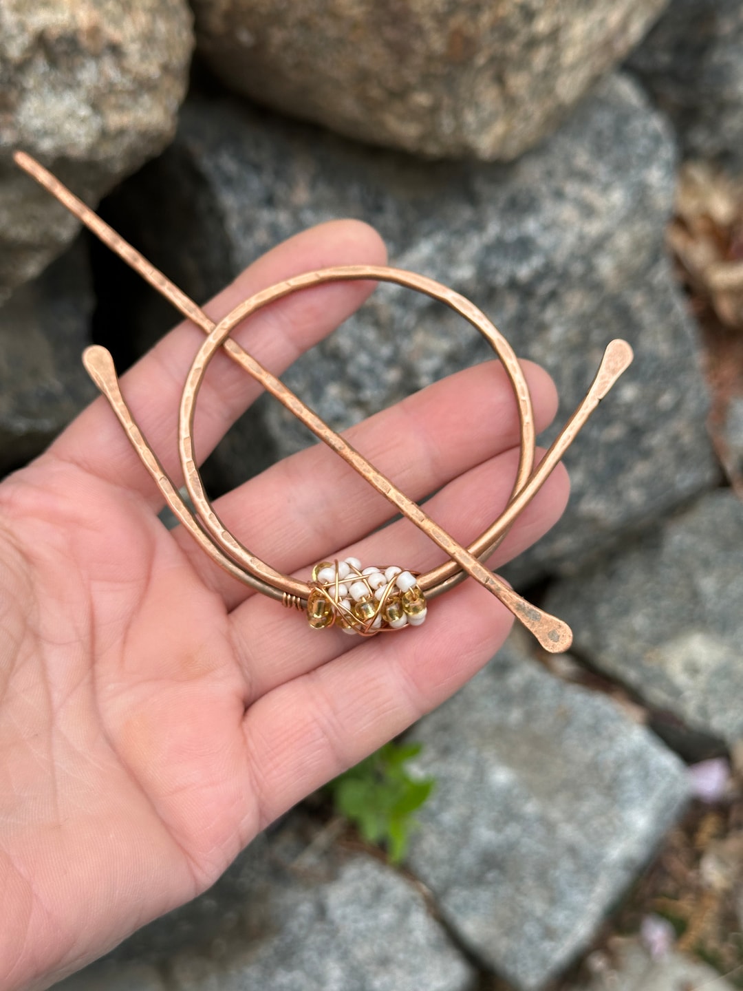 Large Hair Slide, Copper or Brass Bun Holder, Copper Hair Pin Hair ...