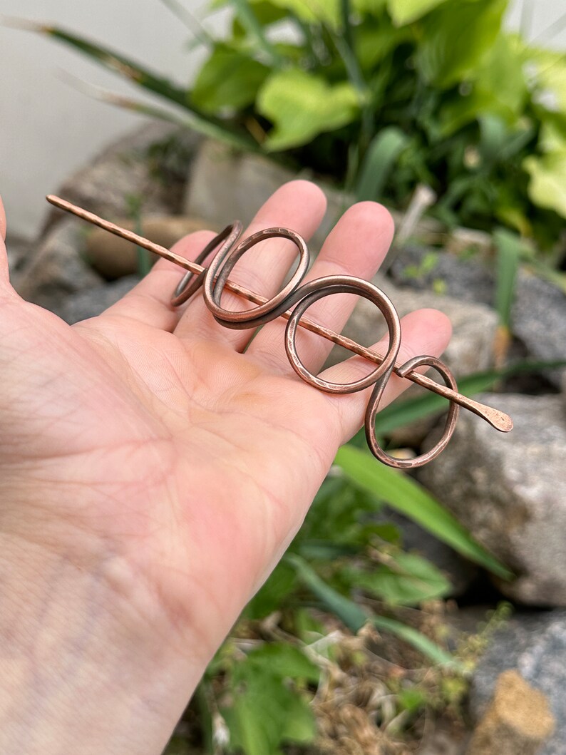 Copper Hair Pin Hair Stick, Wire Wrapped Hair Slide, Rustic Shawl Pins ...
