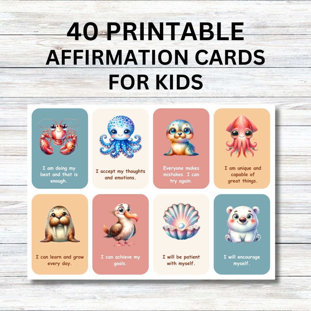 40 Affirmation Cards for Kids - Etsy