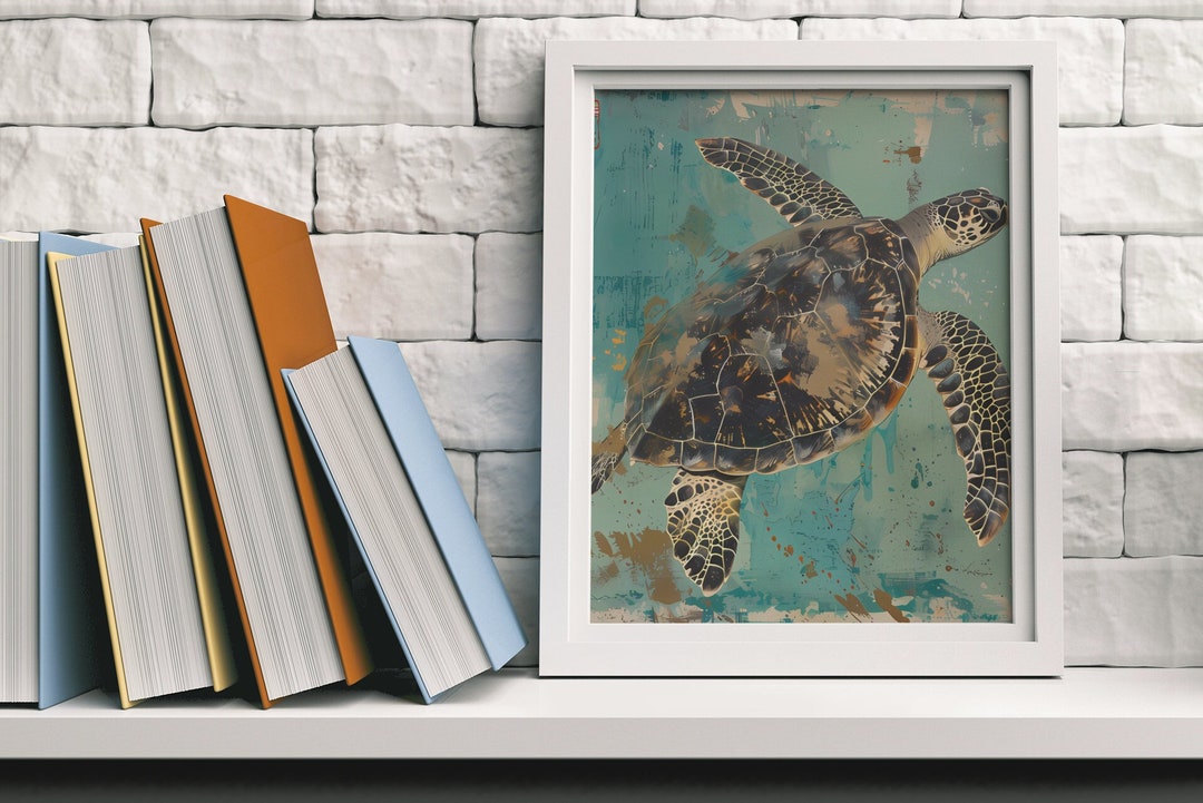Sea Turtle, Gyotaku, Japanese Art, Fish Printing, Ocean Decor, Aquatic ...