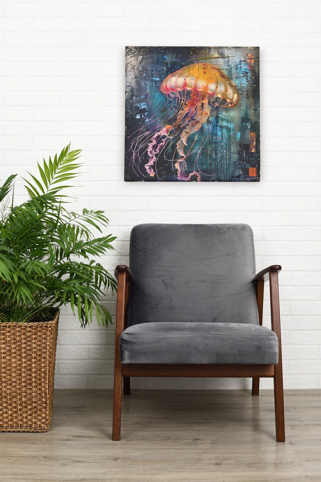 Medusa, Gyotaku, Japanese Art, Fish Printing,ocean Decor, Aquatic ...