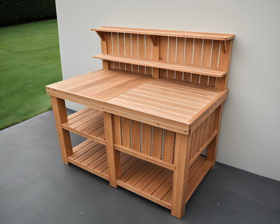 Potting Bench & Bar Woodworking Plan – DIY Patio Workstation PDF ...
