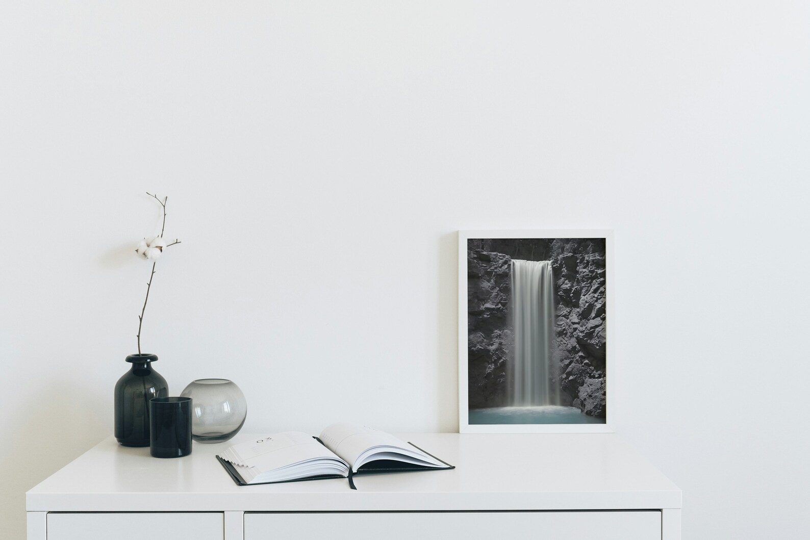 Waterfall Print Minimalist Landscape Modern Decor Nature Wall Art ...