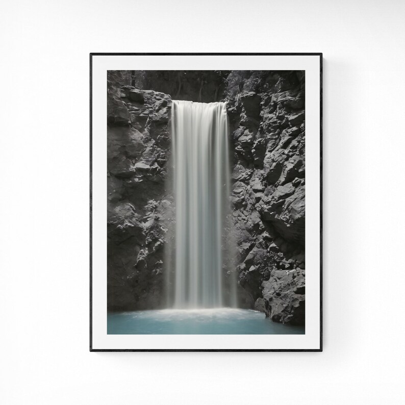 Waterfall Print Minimalist Landscape Modern Decor Nature Wall Art ...