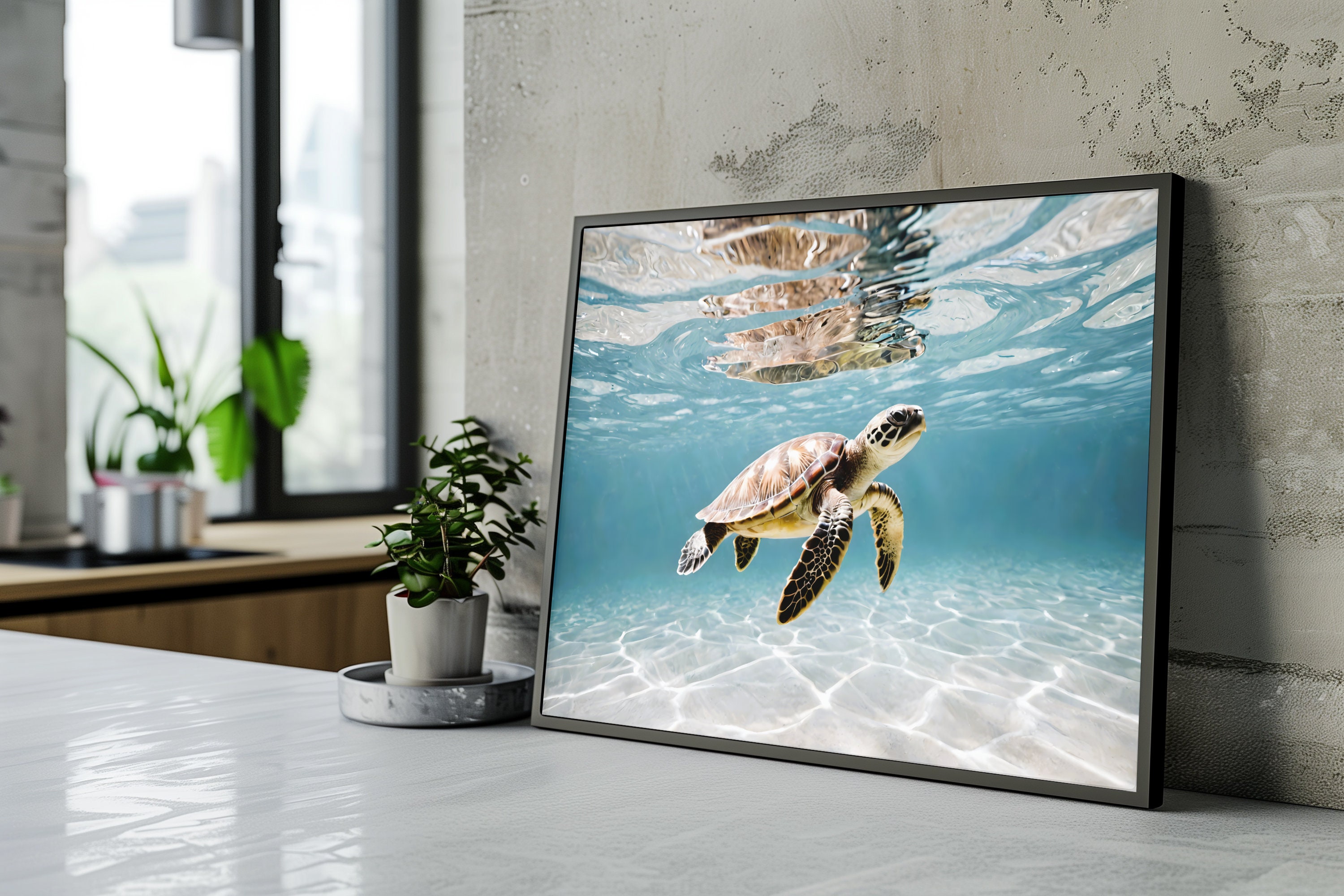 Sea Turtle Wall Art Underwater Print Tropical Wall Art Turtle Print ...