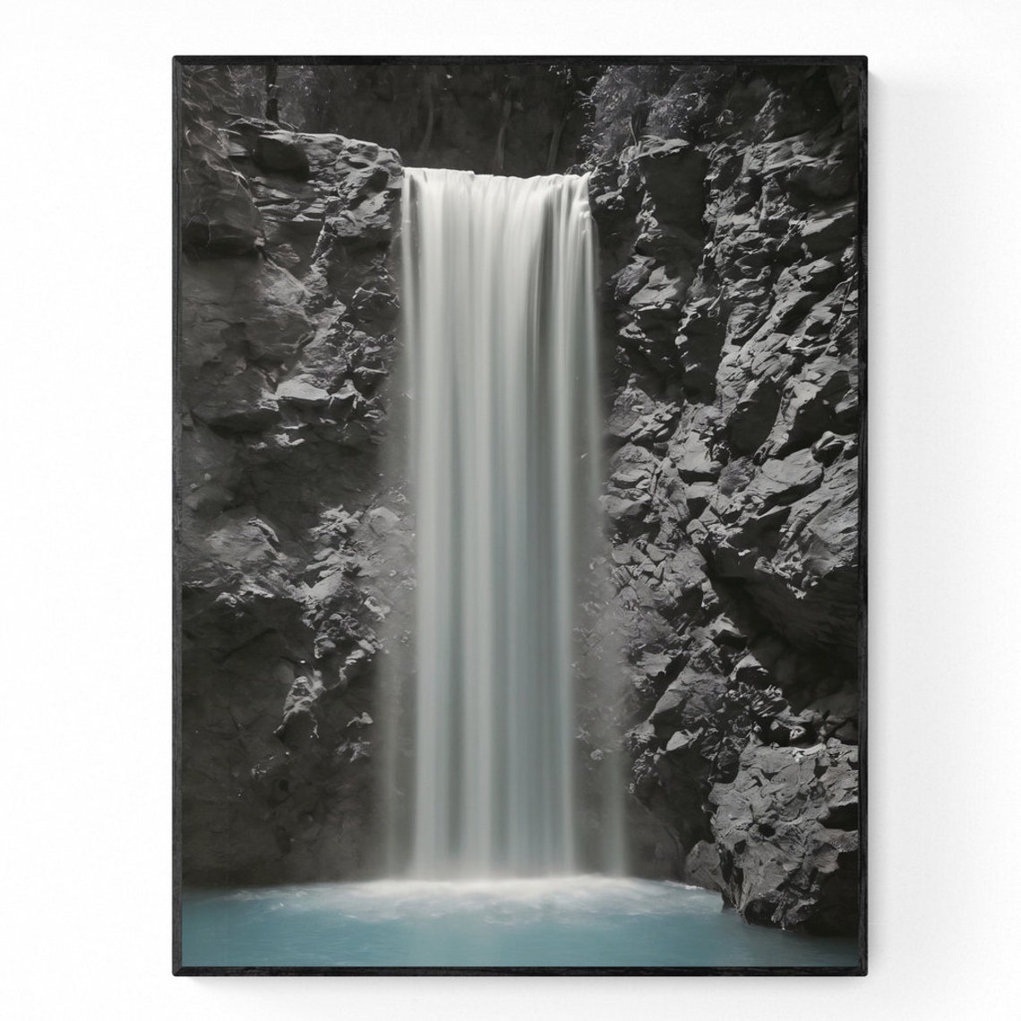 Waterfall Print Minimalist Landscape Modern Decor Nature Wall Art ...