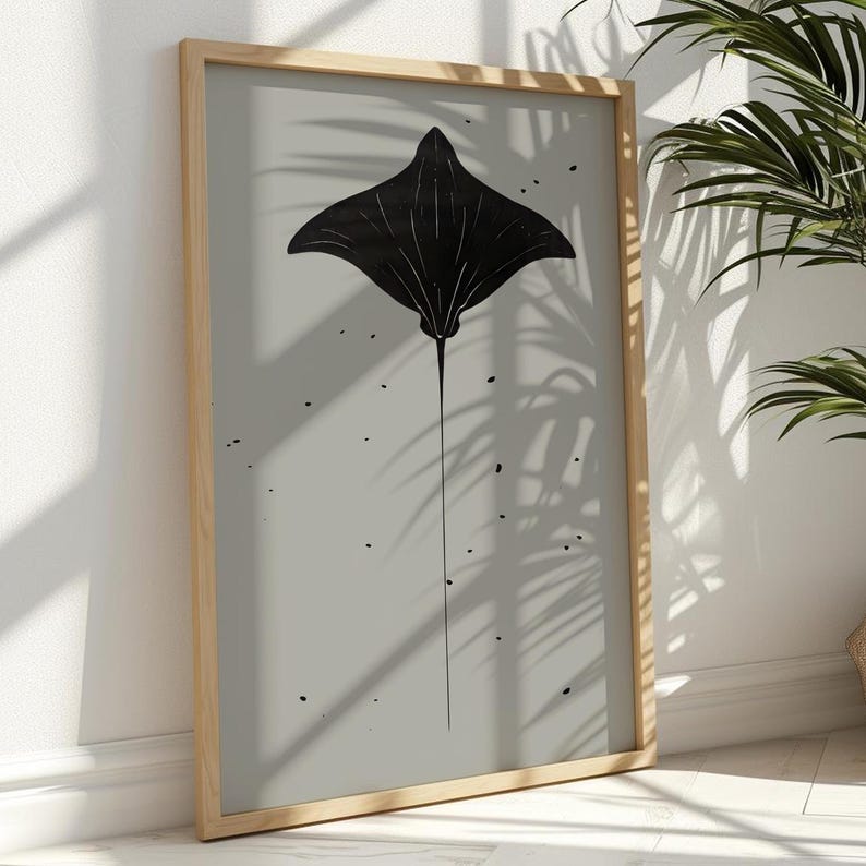 Stingray Print Underwater Wall Art Illustration Print Downloadable ...