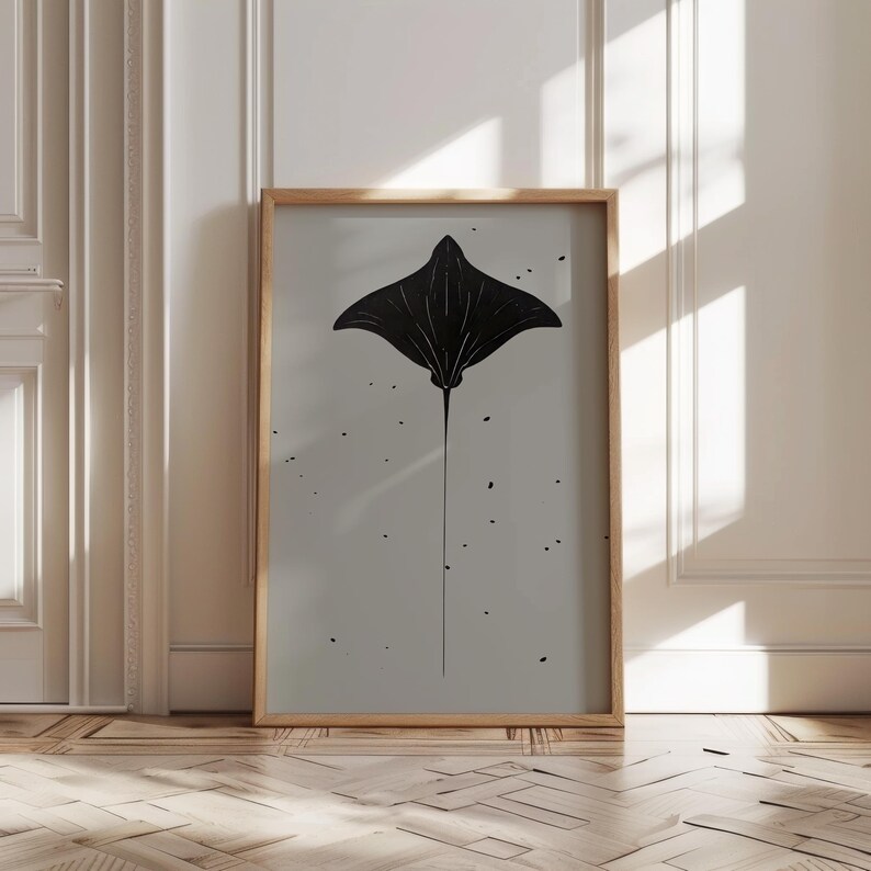 Stingray Print Underwater Wall Art Illustration Print Downloadable ...