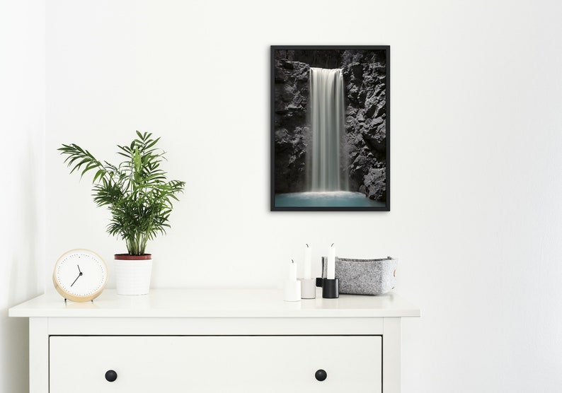 Waterfall Print Minimalist Landscape Modern Decor Nature Wall Art ...