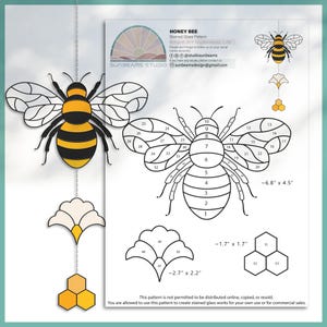 Mobile Honey Bee Stained Glass Pattern, Modern Suncatcher, Diy Stained ...