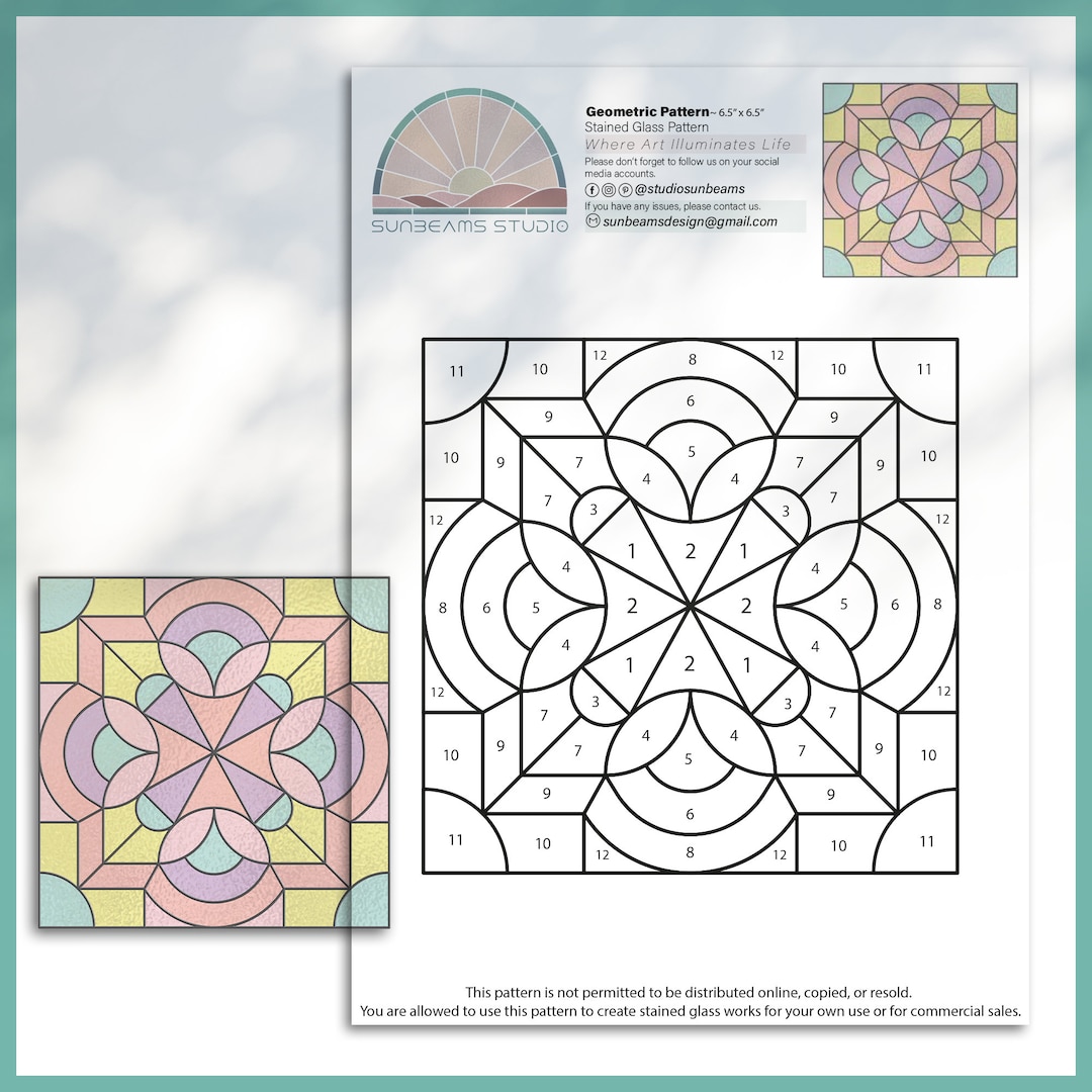 Geometric Stained Glass Pattern: Modern Suncatcher DIY (PDF & JPEG) - Etsy