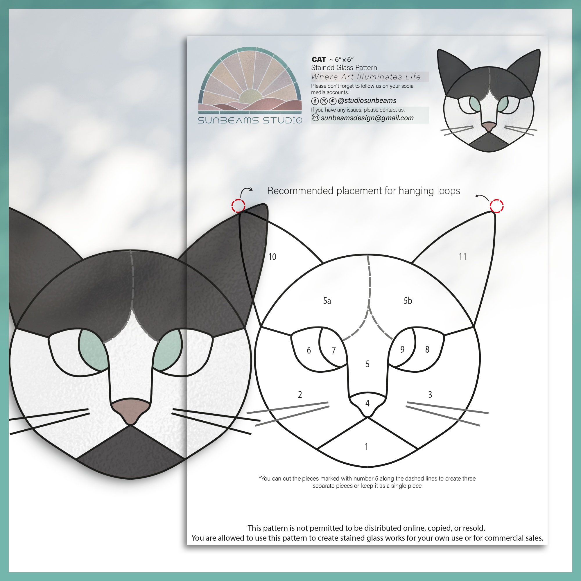 Cat Stained Glass Pattern, Modern Suncatcher, Diy Stained Glass - Etsy