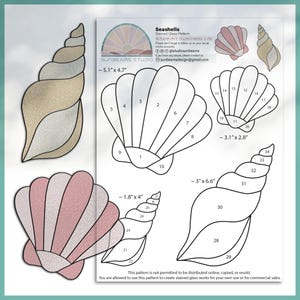Seashell Stained Glass Pattern: Scallop & Conch Template (PDF/JPEG ...