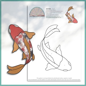 Koi Fish Stained Glass Pattern, Modern Suncatcher, Diy Stained Glass - Etsy