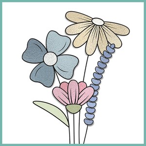 Spring Flowers Stained Glass Patterns, Flowers Bouquet, Cosmos, Yellow ...