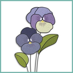 Violet Flowers Stained Glass Pattern: Modern Suncatcher (PDF & JPEG) - Etsy