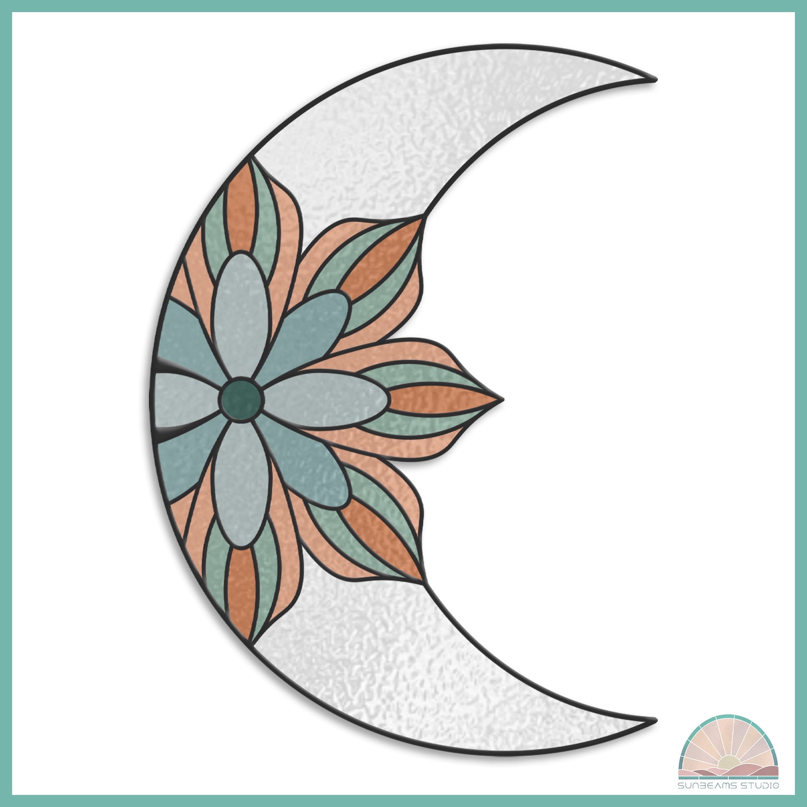 Floral Motif and Crescent Moon Stained Glass Pattern Bundle, Geometric ...