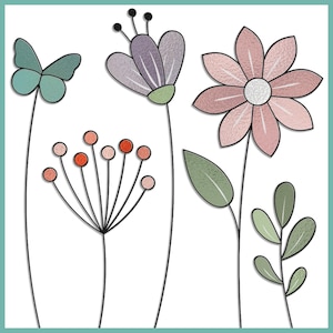 Spring Flowers Stained Glass Patterns 2, Flower Bouquet, Wildflowers ...