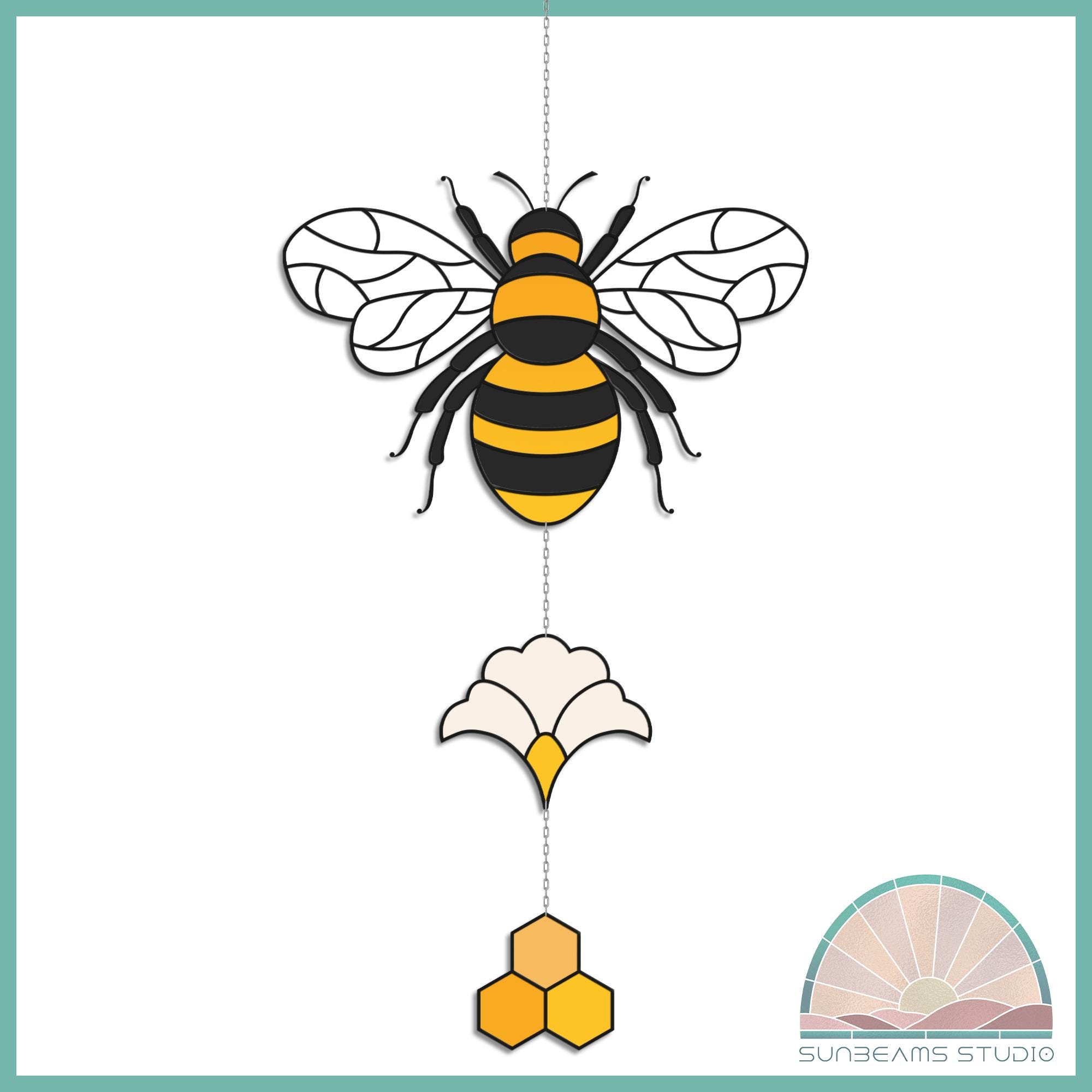 Mobile Honey Bee Stained Glass Pattern, Modern Suncatcher, Diy Stained ...