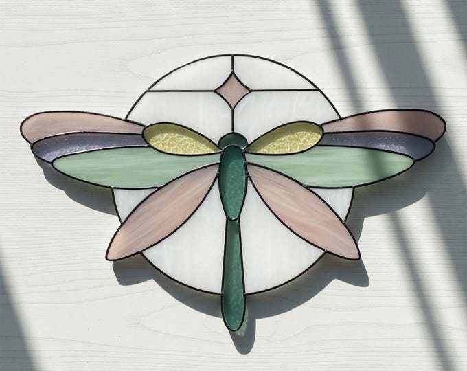 Dimensional Stained Glass Dragonfly Suncatcher in Red, Handcrafted Art ...