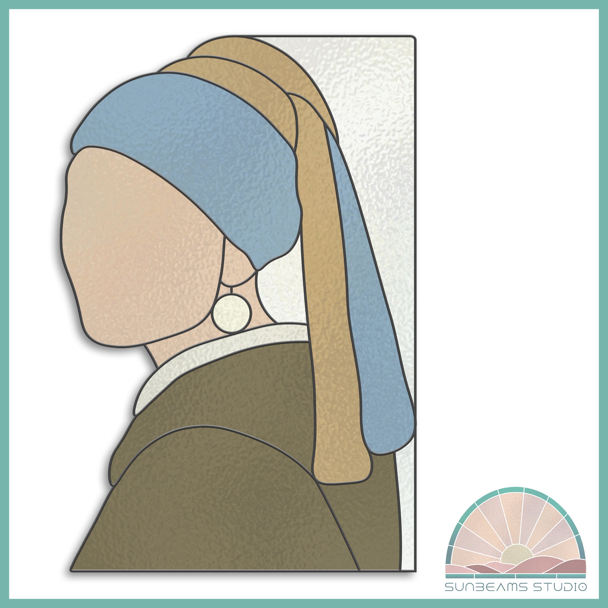 Girl With a Pearl Earring Stained Glass Pattern, Modern Suncatcher, Diy ...