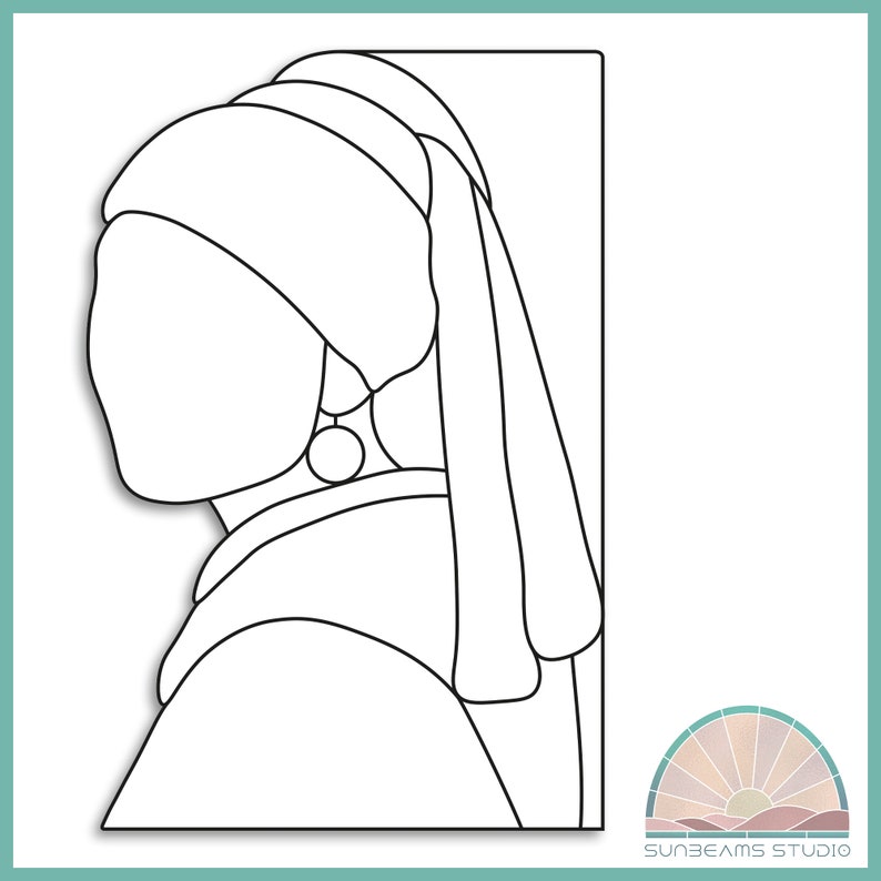 Girl With a Pearl Earring Stained Glass Pattern, Modern Suncatcher, Diy ...