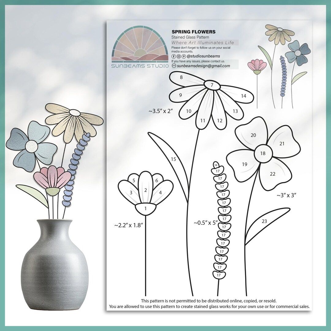 Spring Flowers Stained Glass Patterns, Flowers Bouquet, Cosmos, Yellow ...