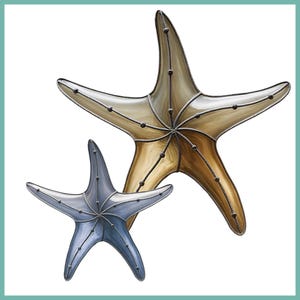 Starfish Stained Glass Pattern, Summer Templates, Modern Suncatcher ...